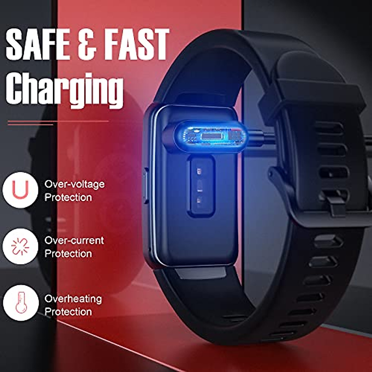 TiMOVO Charger Compatible with Huawei Band 6/Honor Band 6/Honor Watch ES/Huawei Watch Fit/Huawei 4X Smartwatch, Magnetic USB Charging Cable 3.3ft, Replacement Charging Cable Cord - Black