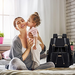 Terzini Bear Diaper Bag Backpack, Multifunction Diaper Bags for Baby with USB Charging Port,Stroller Hook,Changing mat(Black)