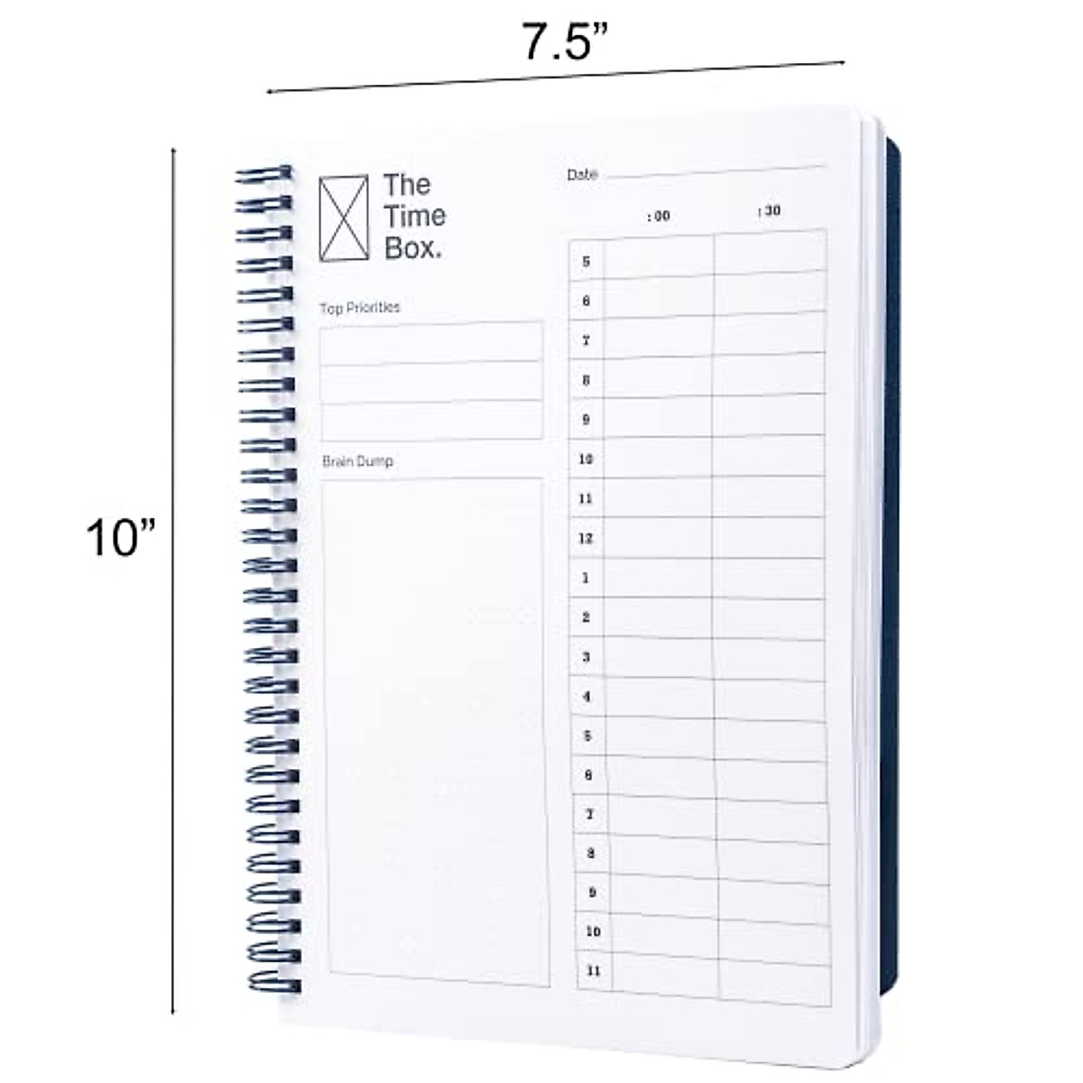 The Time Box Daily Management Notebook - Time Blocking To Do List Planner, Brain Dump Agenda, Blank Hourly Personal Organizer Notepad for Work 140 Undated Pages 7" x 10"