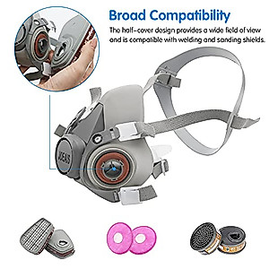 JOEAIS HAOX Large Half Facepiece Reusable Respirator 6200, Professional Organic Steam Respirator Widely Used in Paint Spray, Chemical, Woodworking