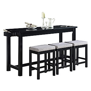 Homelegance 4-Piece Counter Height Dinette Set, Black
