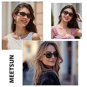 MEETSUN Classic Polarized Sunglasses for Women Men Trendy Retro Vintage Sun Glasses for Driving UV Protection 3 Pack Black Leopard Brown Gradient