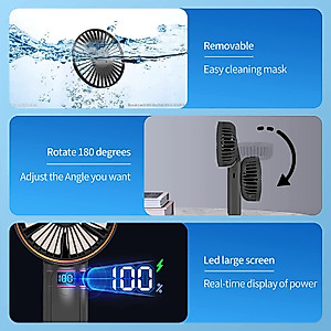 Handheld Fan, Portable Fan, 4000mAh Rechargeable Personal Fan, 180° Foldable Mini Desk Fan with 6 Wind Speed, LCD Digital Display, Lanyard as Neck Fan, Ultra Quiet, Pocket Size for Indoor Outdoor