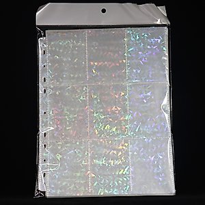 30PCS Holographic Trading Card Sleeve Pages Gemstone Foil Card Sleeves 9 Pockets Fit 3 Ring Binder Pages (Clear foil Card Pages)