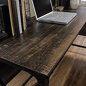 Sauder Steel River L-Shaped Desk, L: 59.84" x W: 57.32" x H: 29.53", Carbon Oak Finish