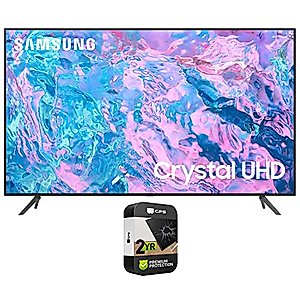 SAMSUNG UN50CU7000FXZA 50 inch Crystal UHD 4K Smart TV 2023 (Renewed) Bundle with 2 YR CPS Enhanced Protection Pack