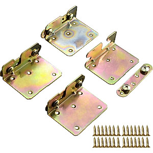 TIHOOD 4PCS Premium Heavy Duty Non-Mortise Bed Rail Fittings Wood Bed Rail Bracket, Headboards and Foot-Boards with Screws