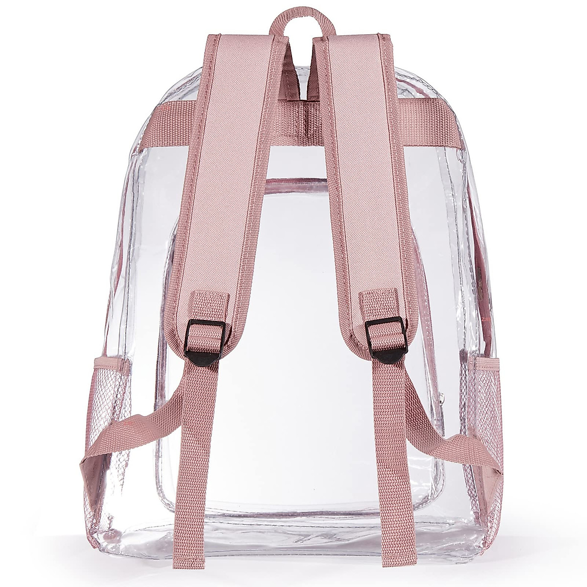 ZJIE Clear Backpack Heavy Duty Transparent Backpack See Through Backpacks Clear PVC Bookbags for School, Work, Travel, Festival, College, Rose Gold