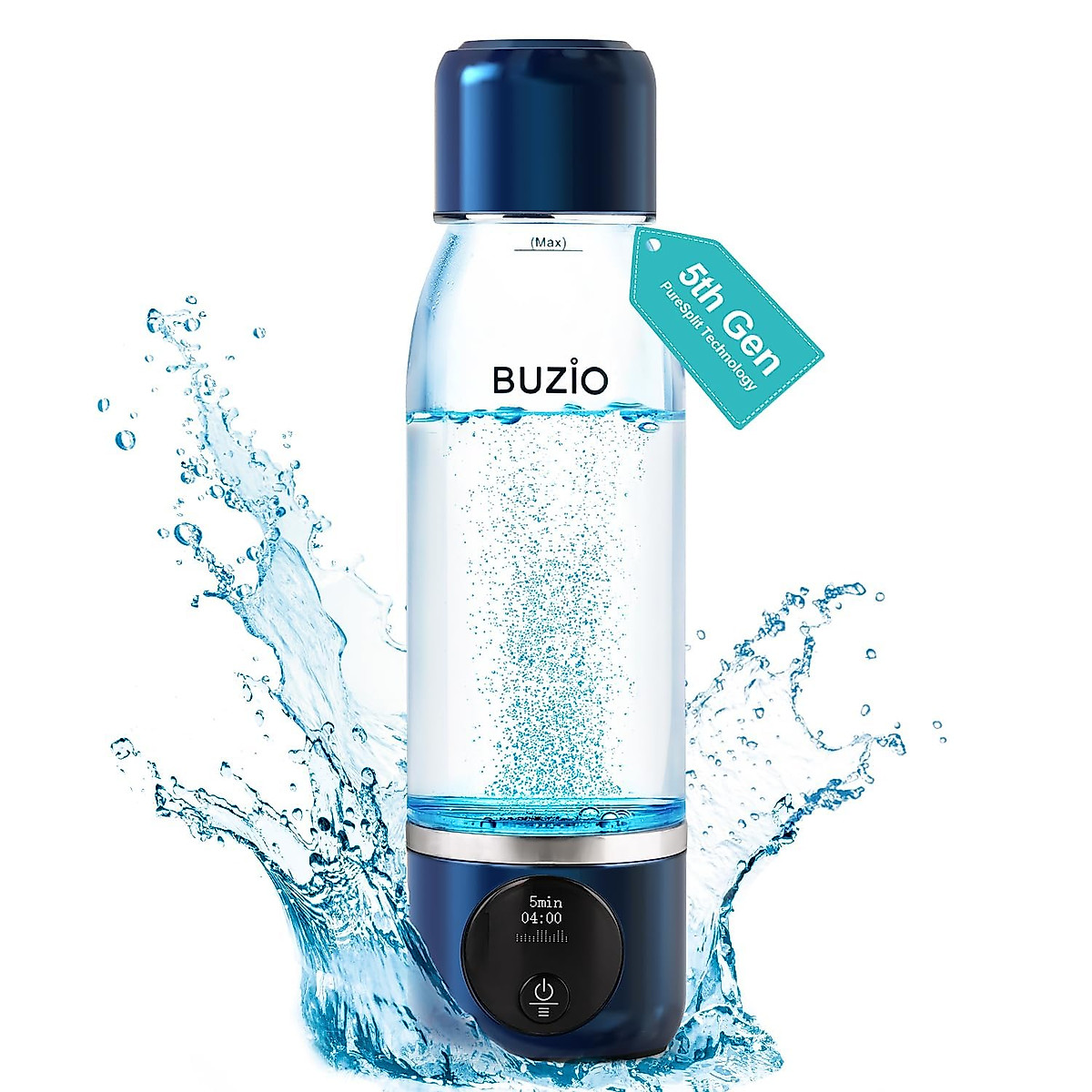 Hydrogen Water Bottle, BUZIO 3000ppb Hydrogen Water Bottle Generator Machine with Gen5 Technology Real Pure Hydrogen Concentration Alkaline Water bottle for Fitness, with Dupont Membrane, OLED Display