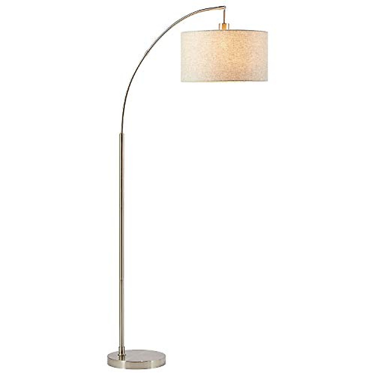 Amazon Brand – Rivet Modern Arc Standing Floor Lamp with Grey Fabric Shade, Bulb Included, 69"H, Steel
