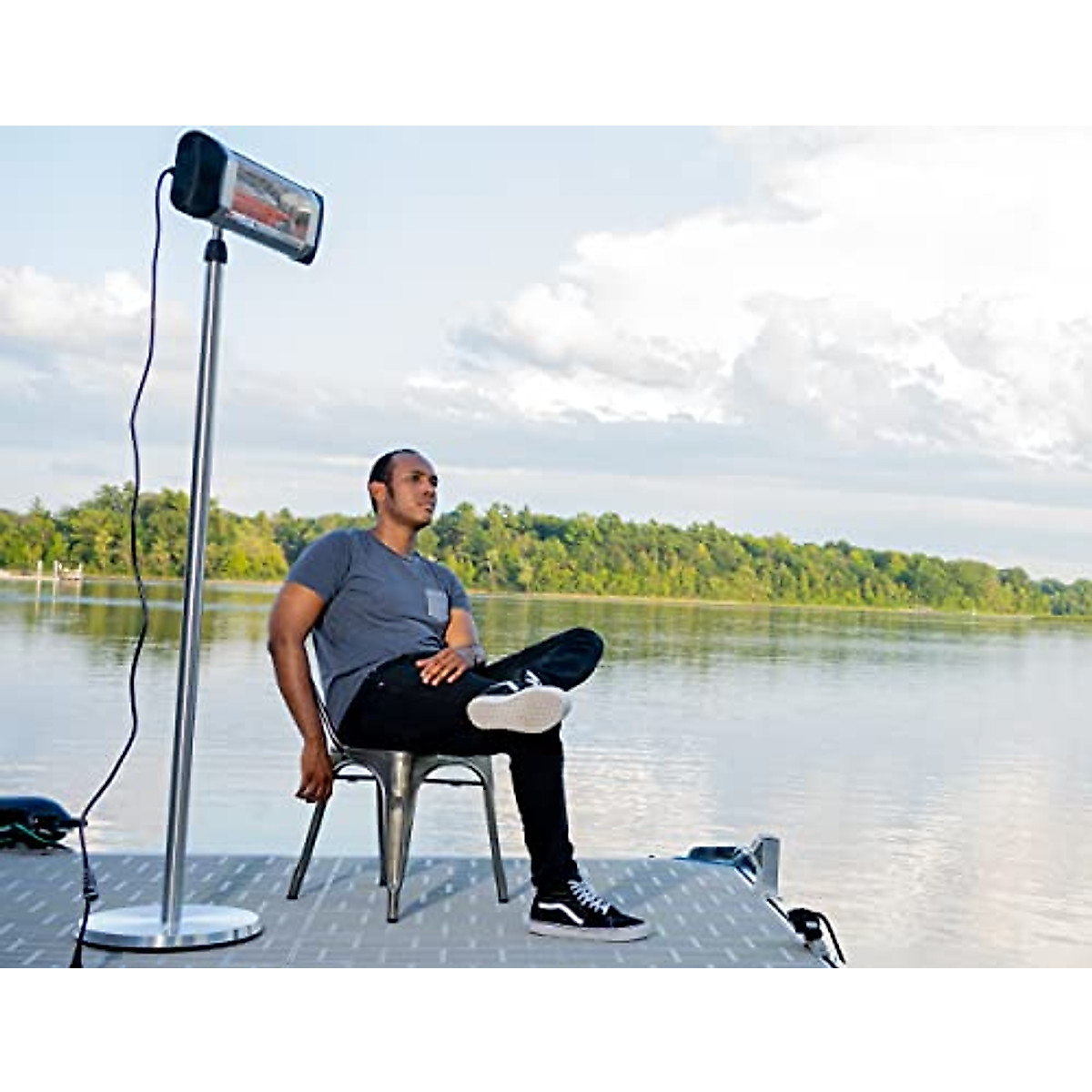 Westinghouse Infrared Electric Outdoor Heater, Pole Mounted Patio Heater, Tip-Over Protection, Durable Carbon Filament Element, Adjustable Pole, Waterproof and Dust Resistant