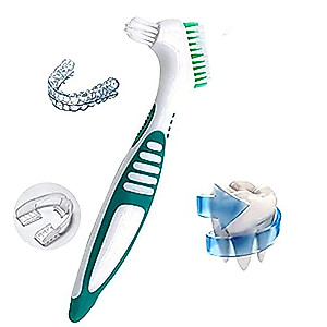HEIGOO Denture Cleaning Brush, Portable False Teeth Cleaning Brush, Use for The Best Gift for People Wear Denture Teeth, Green