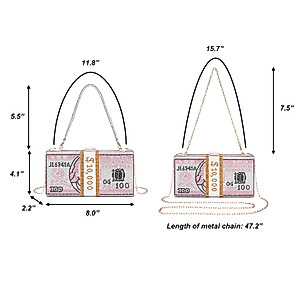 Covelin Dollar Clutch Purse for Women from, Rhinestone Evening Handbag Money Bag Green