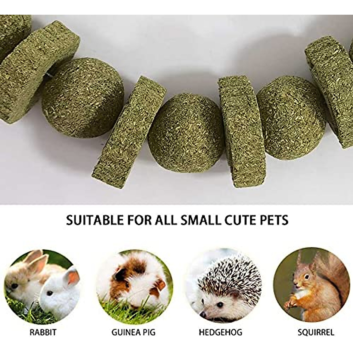 kathson 3Pcs Bunny Chew Toys Rabbit Chewing Toy for Teeth Grinding Chinchilla Treats Timothy Grass Cake Molar Balls for Guinea Pigs Hamsters Gerbils Rats Squirrels Playing Improve Pets Dental Health