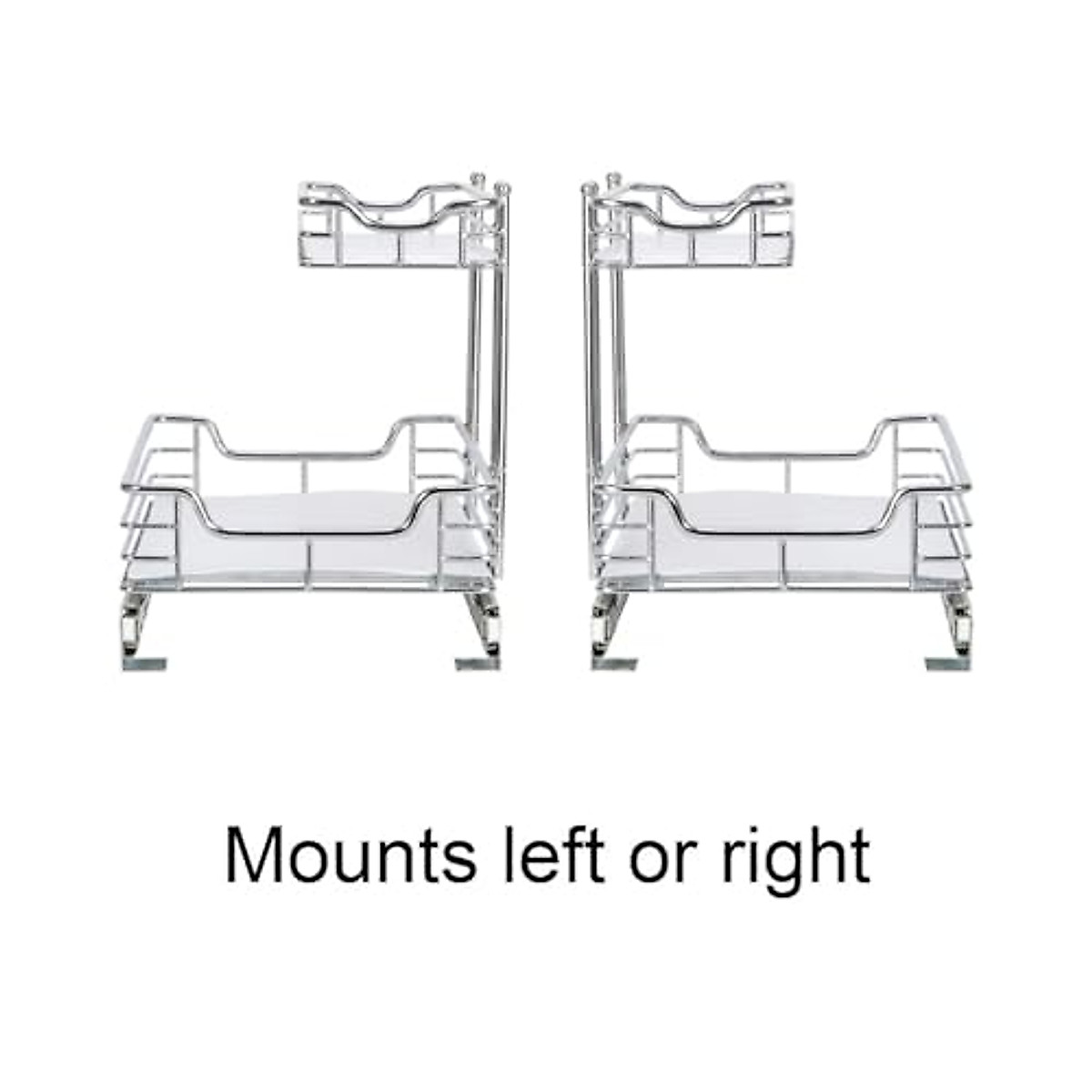 Household Essentials Glidez Chrome-Plated Steel Pull-Out/Slide-Out Storage Organizer with Plastic Liners for Under Sink or Cabinet Use - 2-Tier Design - Fits Standard Size Cabinet or Shelf, Chrome