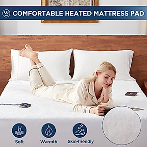 Westinghouse Queen Size Heated Mattress Pad, Luxury Quilted Electric Bed Warmer with 10 Heat Settings Dual Controller, 1-12H Auto Shut Off, Fit Up to 17" Deep Pocket, Machine Washable, 60x80 Inch