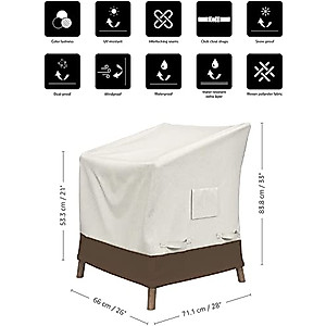 Amazon Basics Dining Arm Chair Outdoor Patio Furniture Cover, Set of 2, Beige / Tan