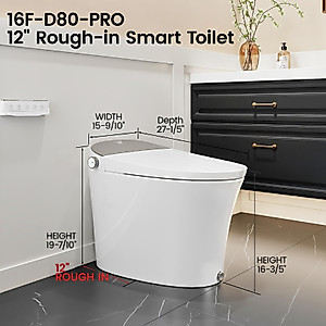 SOTOMO Smart Toilet with Bidet Built-In, Bidet Toilet with 1.06 GPF Auto Flush, Built-In Pump, Auto Open & Close Lid, Heated Seat & Dryer, Remote Control, Night Light, Digital Display, Blackout Flush