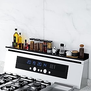 JNIHEEP Kitchen Shelf for Stove,Magnetic Shelf for Kitchen Stove with Easy Installation,Metal Black Kitchen Storage Organization for Stovetop- 30" Length