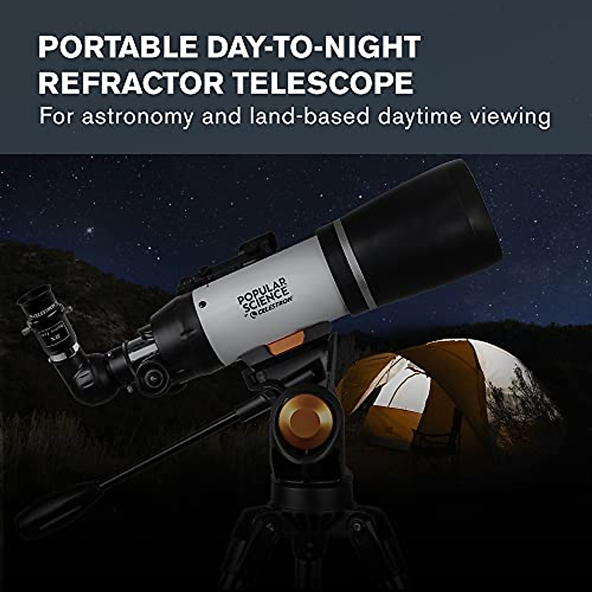 POPULAR SCIENCE AstroMaster 80mm – Portable Refractor Telescope – Ideal Telescope for Beginners – Bonus Digiscoping Smartphone Adapter and Bluetooth
