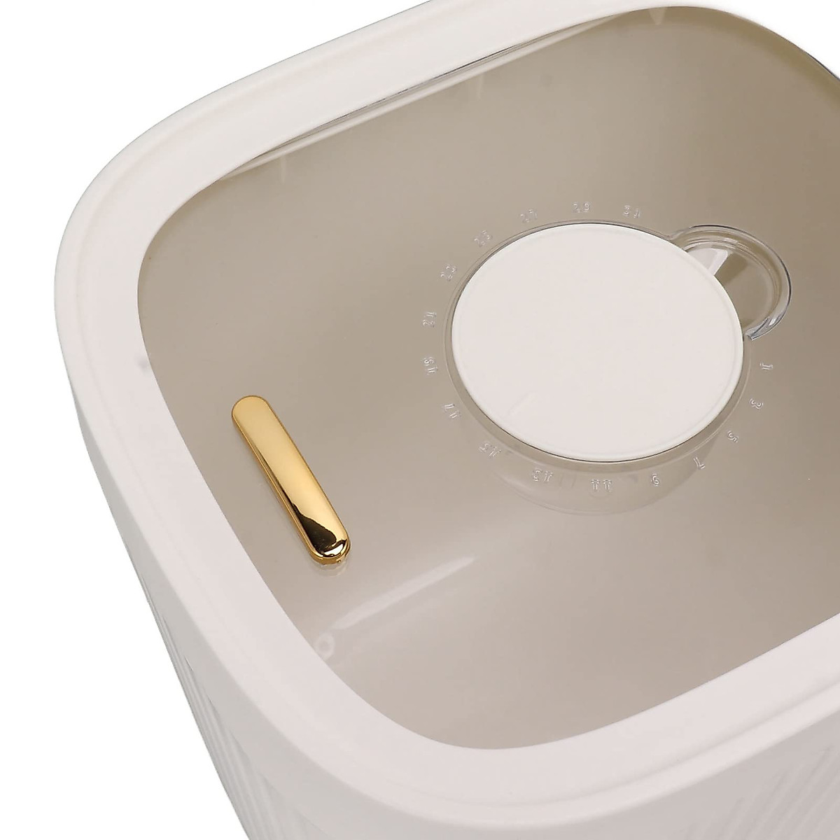 Rice Storage Container, Large Plastic Rice Dispenser Cereal Dispenser, Food Storage Containers with Transpartent Airtight Lids and Rice Bowl for Rice Flour Cereal Bread Pantry (White)