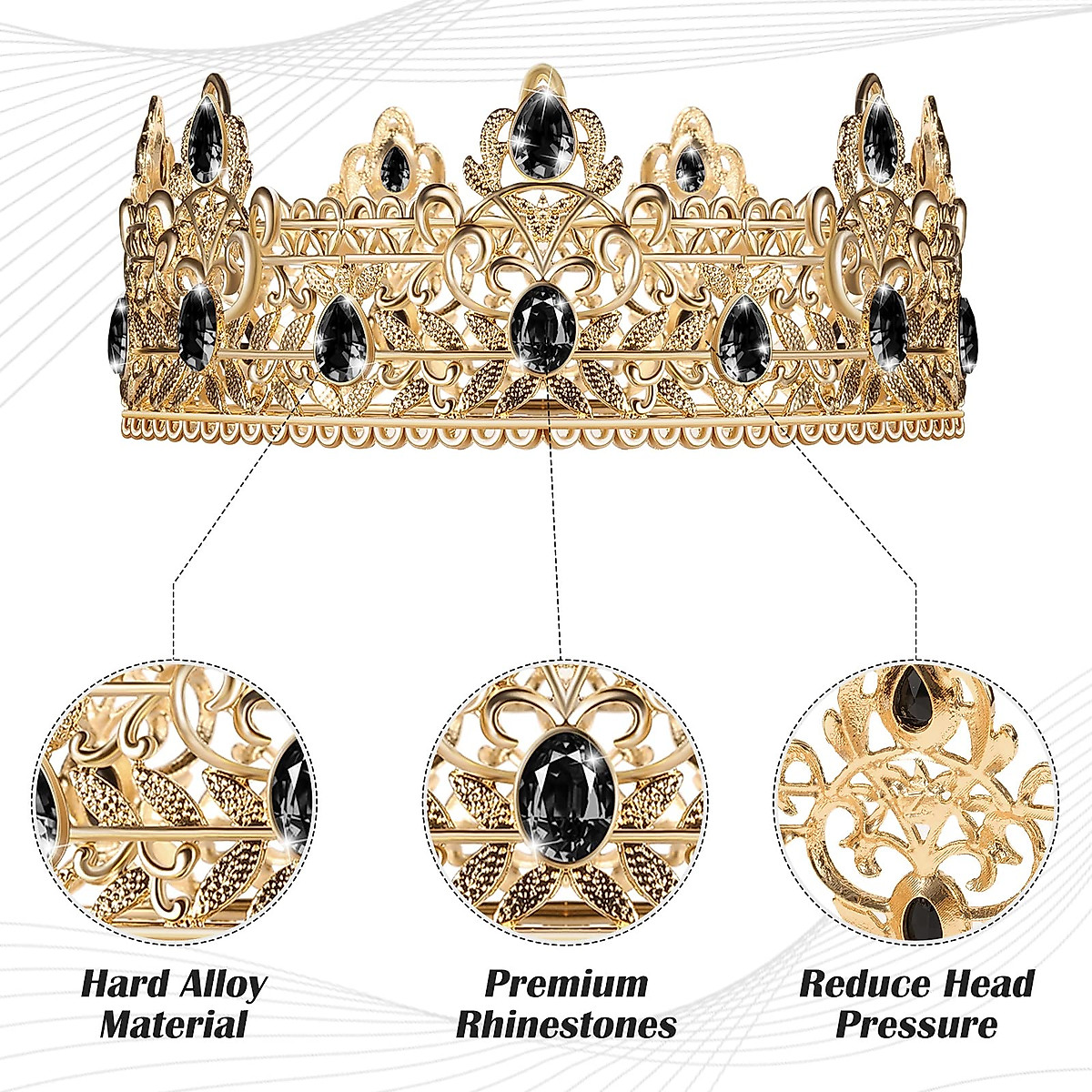 Junkin 5 Pieces Birthday Accessories Include Man Birthday King Crown Birthday King Sash Tinplate Badge Pin Crown Brooch Hanging Chain Men Birthday Crown for Man Birthday Party (Vibrant Style)