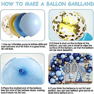 Navy Blue Silver Happy Birthday Party Decorations Set for Men Boys Women Girls, Banner, Crown Balloon, Fringe Curtains, Cake Topper for 1th 16th 18th 30th Party Supplies((blue 30)