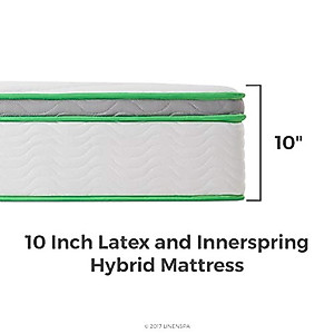 Linenspa 10 Inch Latex Hybrid Mattress - Supportive - Responsive Feel - Medium Firm - Temperature Neutral - California King