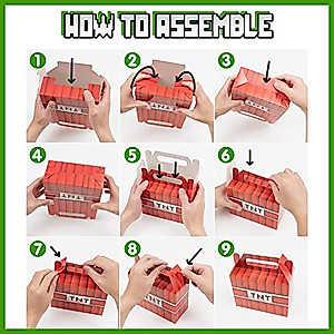 Birthday Party Supplies,16Pcs Gift Boxes,Pixel Theme Style Party favors,Best for Fill Up the Birthday Gift Bags（8 style）