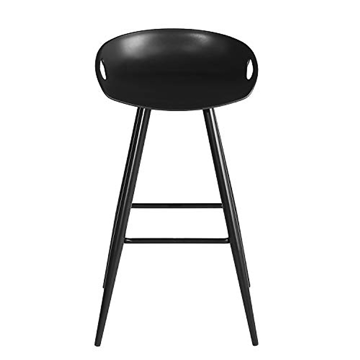 Set of 2 Bar Stools, 32.3-inch Simple Modern Style High Counter Stool with Low Backrest & Footrest & Metal Legs & PP Seat, Portable Barstools for Kitchen Island Patio Balcony, Full Black …