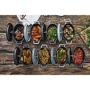 STAUB Cast Iron Oval Mini Cocotte, 11cm, Graphite Grey