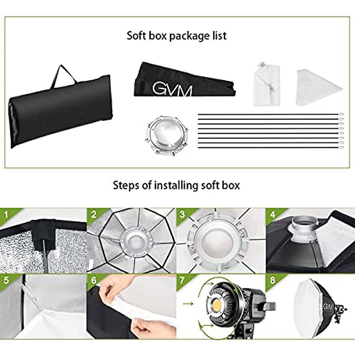 GVM 80W Softbox Lighting Kit with APP Control, Professional Studio Photography Lighting with Digital Display, LED Video Light Color Temperature 5600K and CRI 97+ for Portrait Product Fashion Shoot