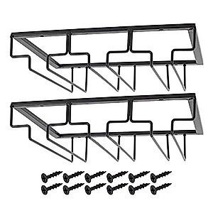 DreamiDeco Wine Glass Rack Under Cabinet Hanging Stemware Rack, Metal Wine Glass Holder Under Shelf for Bar Kitchen(Black, 3 rows 2 Pack)