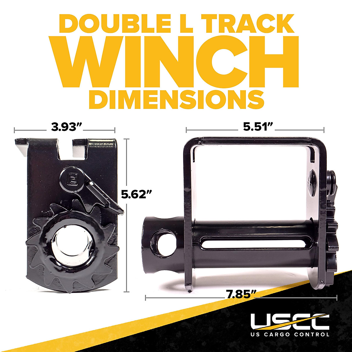 US Cargo Control Standard Profile Sliding Winch for Double L Track, Durable Steel Winch, Holds Up to 20 Feet of Webbing, Slides to Any Position for Winch Control, Black, 4 Inch