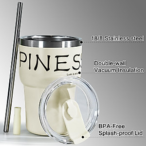 21 oz Travel Coffee Mug, Insulated Tumbler with Lid and Straw, Double Wall Vacuum Insulated Tumbler, Reusable Coffee Cup Gifts for Women, Tea and Drinks, White