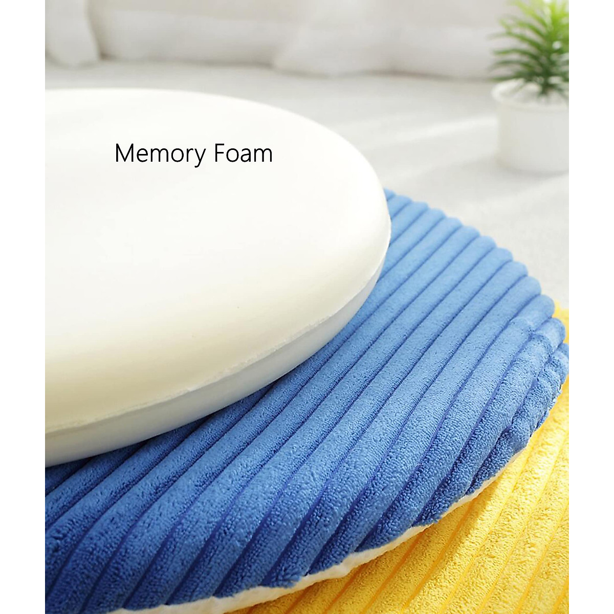 Happiness Decoration Bar Stool Cushions Round 14 Inch Memory Foam Seat Cushion Non Slip Cushion Cover Tatami Kitchen, Home, Office Chair Pads with Zipper Washable (14 inch, Navy Blue)