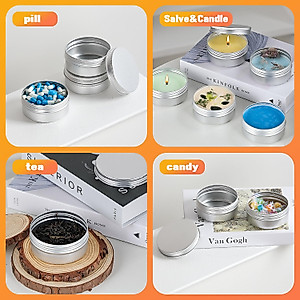 LIYAR 6 oz Tins with Lids 24 Pack Salve Tins 6 oz Aluminum Jar 180 ML Metal Container with Lid Salve Containers with Labels for Spices, Candies, Lip Balm, Candles(Silver)