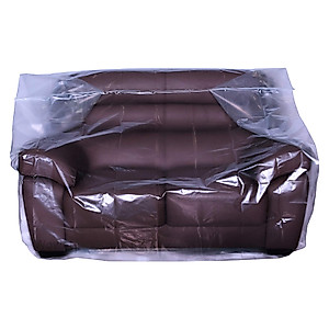 Wowfit Furniture Cover – Dust-Proof Moving Bag for Love seat, Sofa, Moving Boxes – Clear & Odorless Plastic Bag for Moving – 4mil Thick Loveseat Cover(Not Include Tape) – 68W x 42D x 62/41H Inches