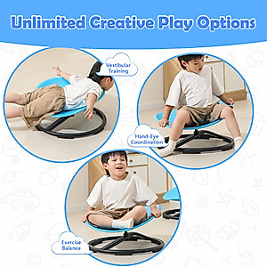makarci Kids Sensory Swivel Chair - Spinning Chair for Autistic Kids, Toddlers & ADHD, Sit and Spin Toy for Autism Sensory Play, Body Coordination, and Relieving Motion Sickness(Blue)