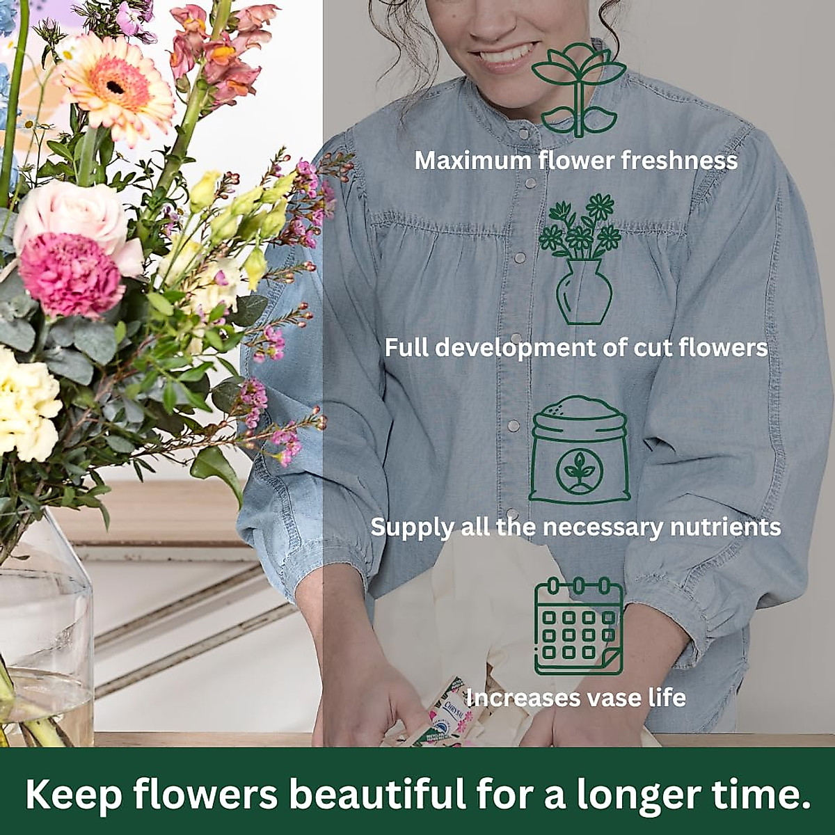 Chrysal Flower Boost - Recyclable Paper Flower Food - Increase Vase Life with Our Floral Supplies for Fresh Flowers - Flower Arrangements Supplies - Ideal Florist Supplies (200 ct)