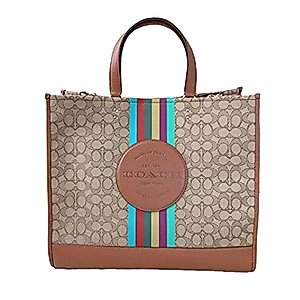 COACH Women's Dempsey Tote 40 In Signature Jacquard With Patch (Khaki - Redwood Multi)