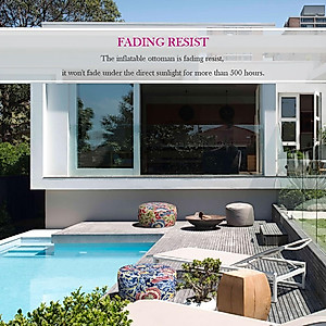 FBTS Prime Inflatable Footstool Ottoman Cover Navy Paisley Round 21x9 Inch Patio Foot Stools and Ottomans Footrest Cover