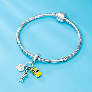 ARTCHARM I Love New York Statue of Liberty Charm 925 Sterling Silver European-Style Bead Charm