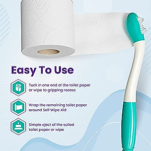 Mars Wellness Self Wipe Assist Bottom Wiping Toilet Aid Wiping Wand - Long Reach Comfort Wipe Extender - Daily Living Aid for The Disabled - Colors Vary (1.25 Foot (Pack of 1))