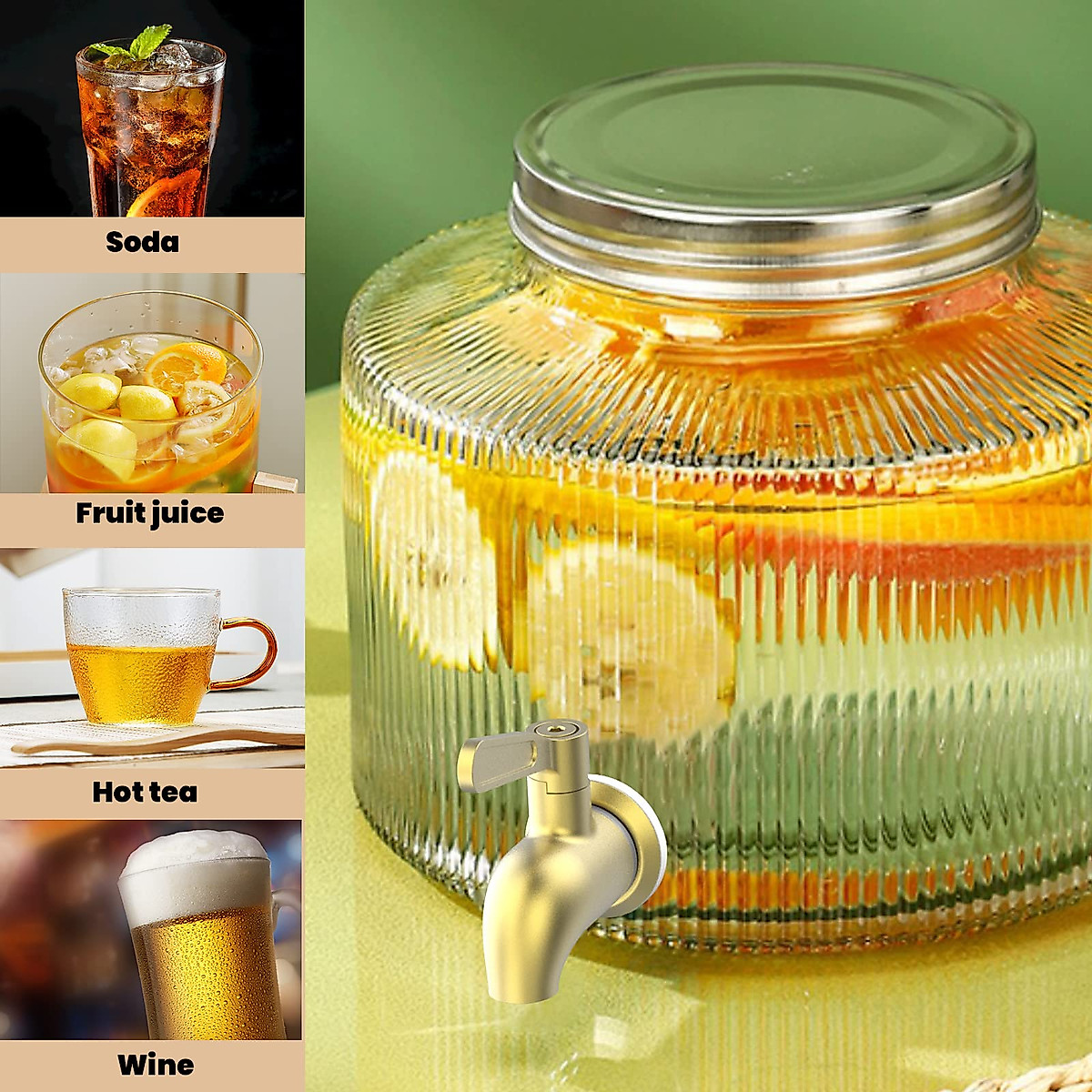 Beverage Dispenser Replacement Spigot Serveware with 304 Stainless Steel Spigot for Glass Jar & Drink Beverage Dispenser Replacement Fauce Brushed Gold