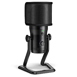 FIFINE USB Studio Recording Microphone Computer Podcast Mic with Pop Screen for PC, PS4 (K690+U1)