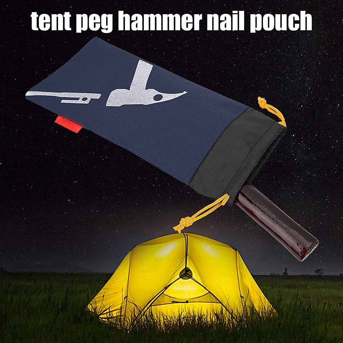 Tent Hammer Bag Outdoor Tent Accessories Storage Bag Pack Tent Pegs Nails Hammer Tool Pouch (Blue)