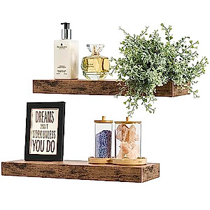 Sorbus Floating Shelves Bundle - 5 Rectangular Floating Shelves - 3 Support Bar Shelves & 2 Flat Floating Shelves - Hanging Wall Shelves for Home Decor