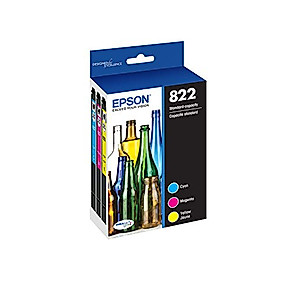 Epson 822 Standard Capacity, Cyan, Magenta, Yellow Jaune & T822 DURABrite Ultra Ink Standard Capacity Black Cartridge (T822120-S) for Select Workforce Pro Printers