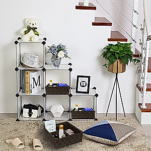 Posprica Woven Storage Baskets for Organizing, Small Baskets Cube Bin Container Tote Organizer Divider for Drawer, Closet, Shelf, Dresser, Set of 4(Brown)